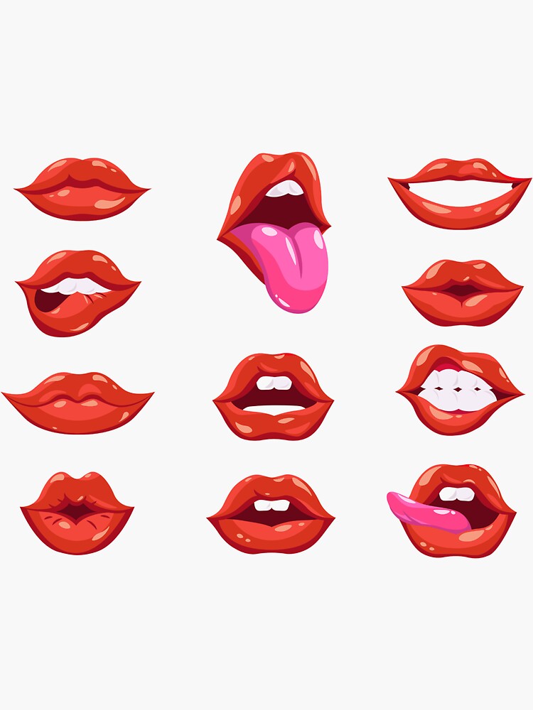 "Kiss -Lip Sticker Pack" Sticker for Sale by CooLike | Redbubble
