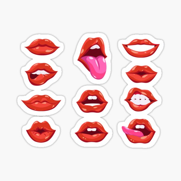 "Kiss -Lip Sticker Pack" Sticker for Sale by CooLike | Redbubble