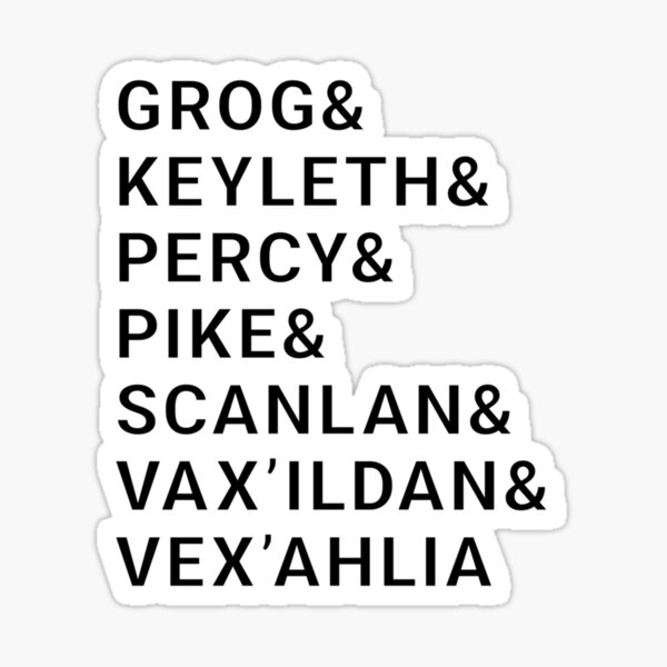 "Critical Role Campaign 1 Vox Machina Members Classic " Sticker for ...