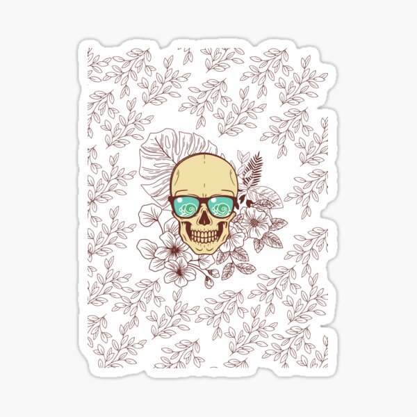 "vintage skeleton floral head" Sticker for Sale by Lazydeer | Redbubble
