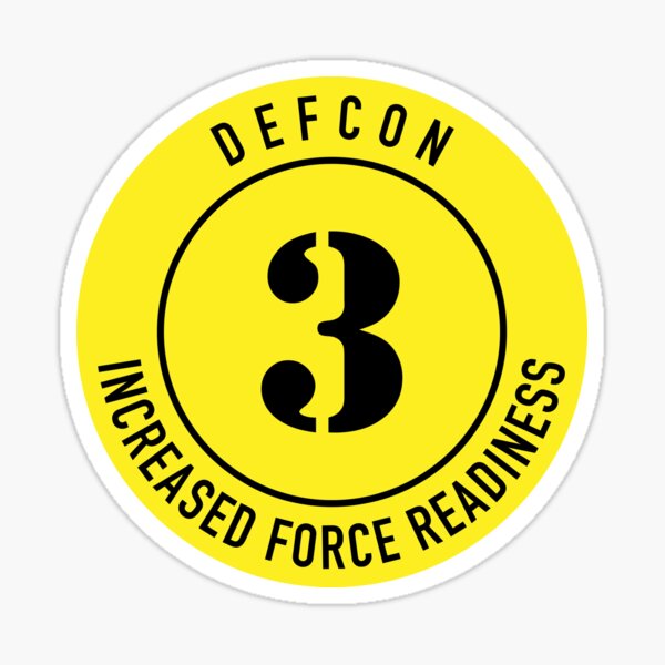 "DEFCON 3 Increased Force Readiness aka Round House" Sticker for Sale ...