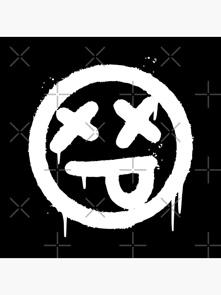 "Graffiti scary sick face emoticon sprayed isolated on black background ...