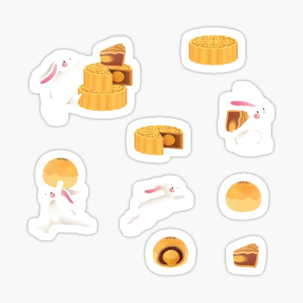 "Mid-Autumn Festival Mooncakes with Bunnies" Sticker for Sale by Alicia ...
