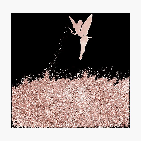"Pink Tinkerbell Magic Gold Glitter, Cute Fairy Gold Glitter,Pink Fairy ...