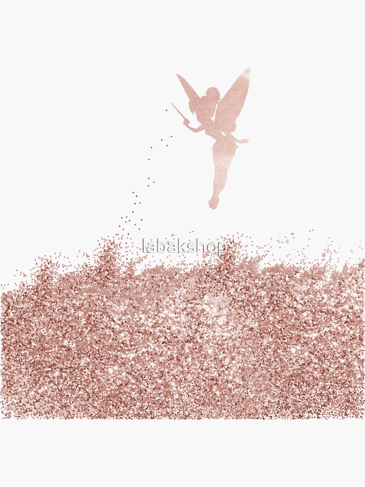 Pegatina «Pink Tinkerbell Magic Gold Glitter, Cute Fairy Gold Glitter ...