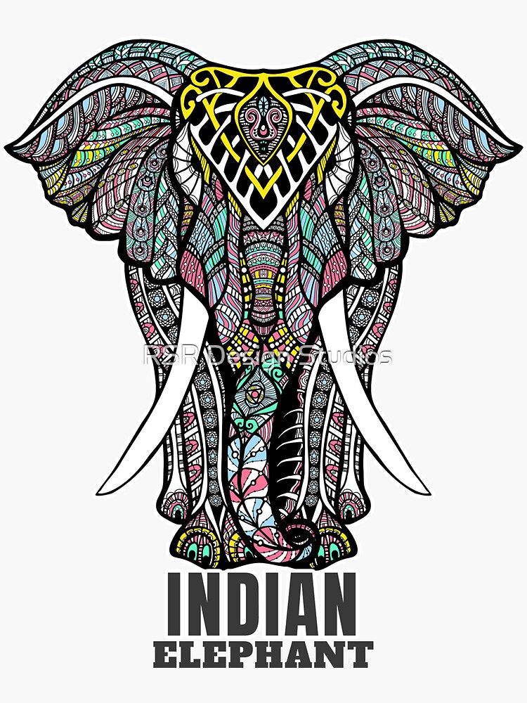 "Majestic Indian Elephant Graphic Design" Sticker for Sale by ...