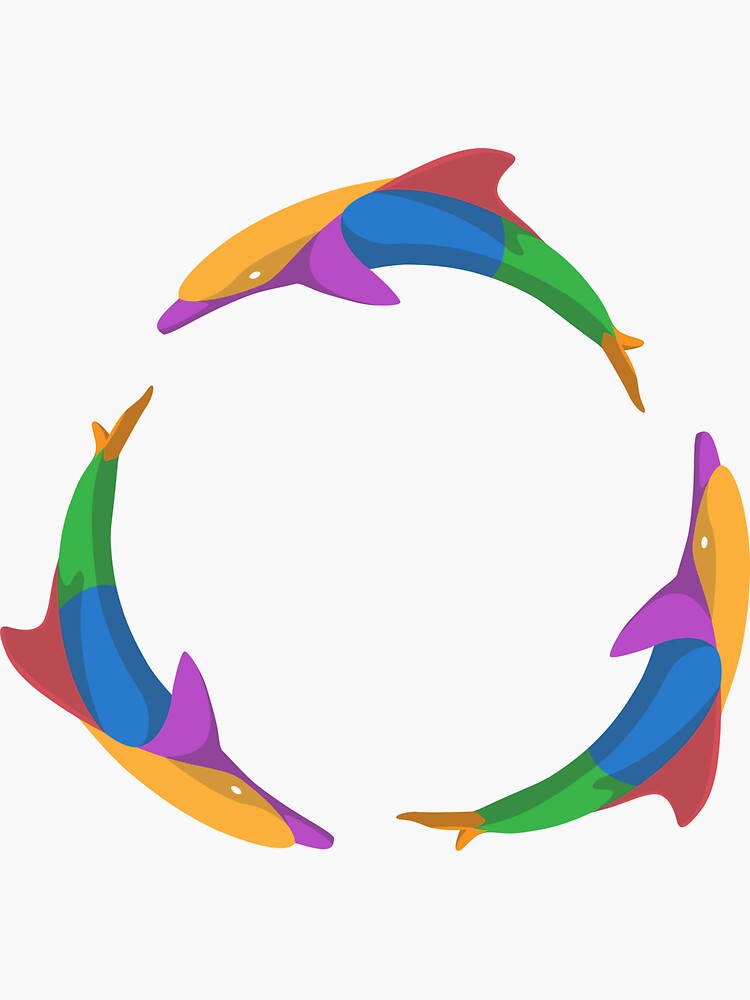 "Three Dolphins Circle Color Rainbow" Sticker for Sale by Teenker | Redbubble