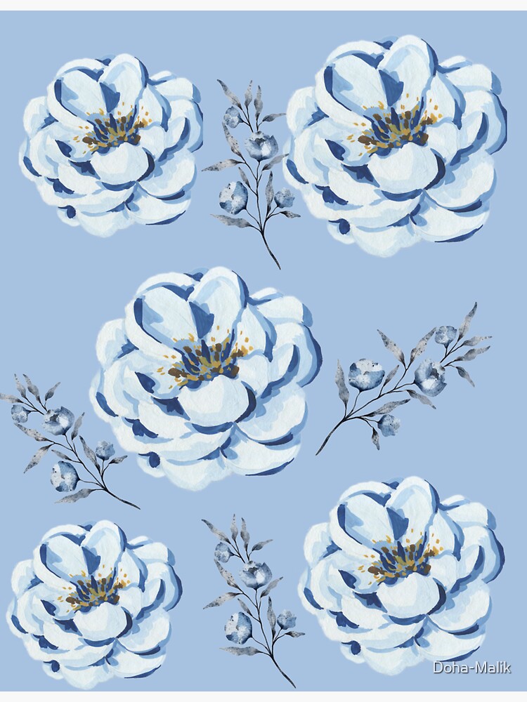 " Blue cute flowers" Sticker for Sale by Doha-Malik | Redbubble