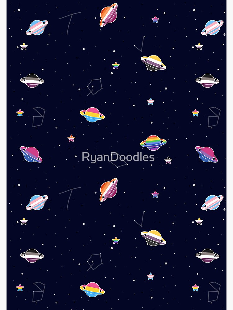 "LGBTQ Pride Planets & Stars in Space Pattern" Spiral Notebook for Sale ...