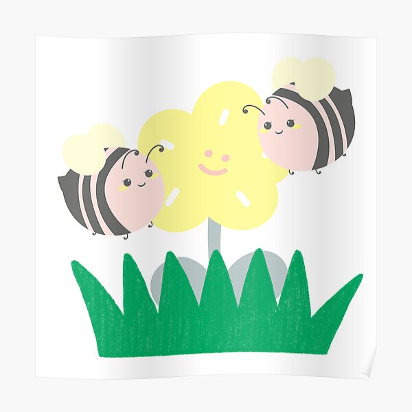 "Cute Bees Cartoon" Poster for Sale by PerfectBlend | Redbubble
