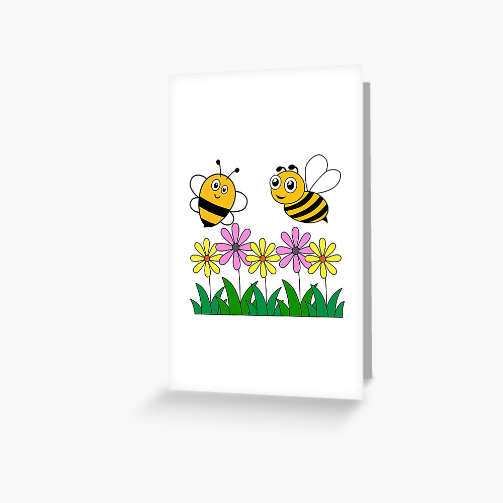 "Cute happy funny yellow bees" Greeting Card for Sale by PerfectBlend ...