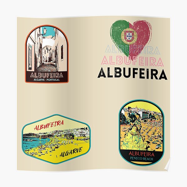 "Albufeira, Portugal, vintage travel decal pack" Poster for Sale by ...