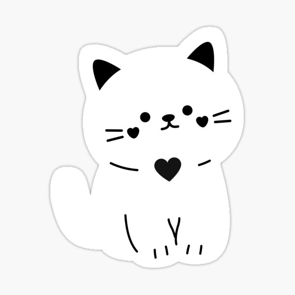 "The White Meow Brother Cat Cute Design" Sticker for Sale by The-Ikigai ...