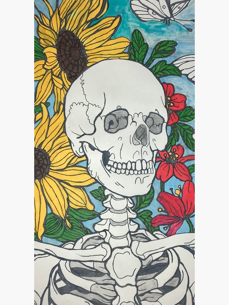 "Skeleton Flower Art" Sticker for Sale by walmartstripper | Redbubble