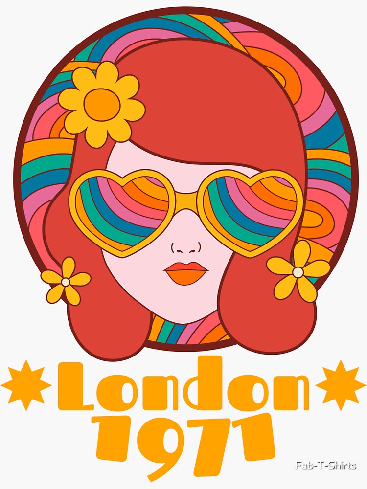 London 1971 Retro Vintage Fun Flower Fashion Heart Girl Sticker For Sale By Fab T Shirts