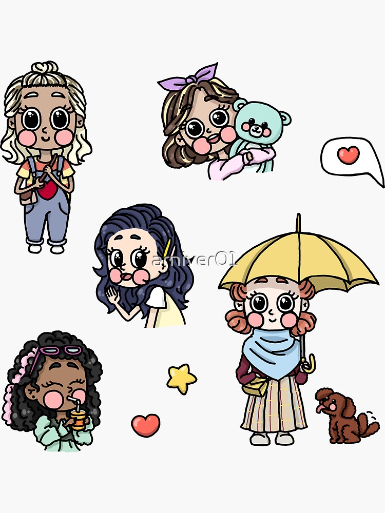 "Cute girls sticker pack" Sticker for Sale by arniver01 | Redbubble