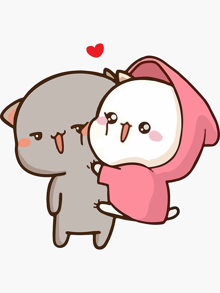 "Lovely Peach hugging Goma - mochi cat" Sticker for Sale by Cutievogue ...