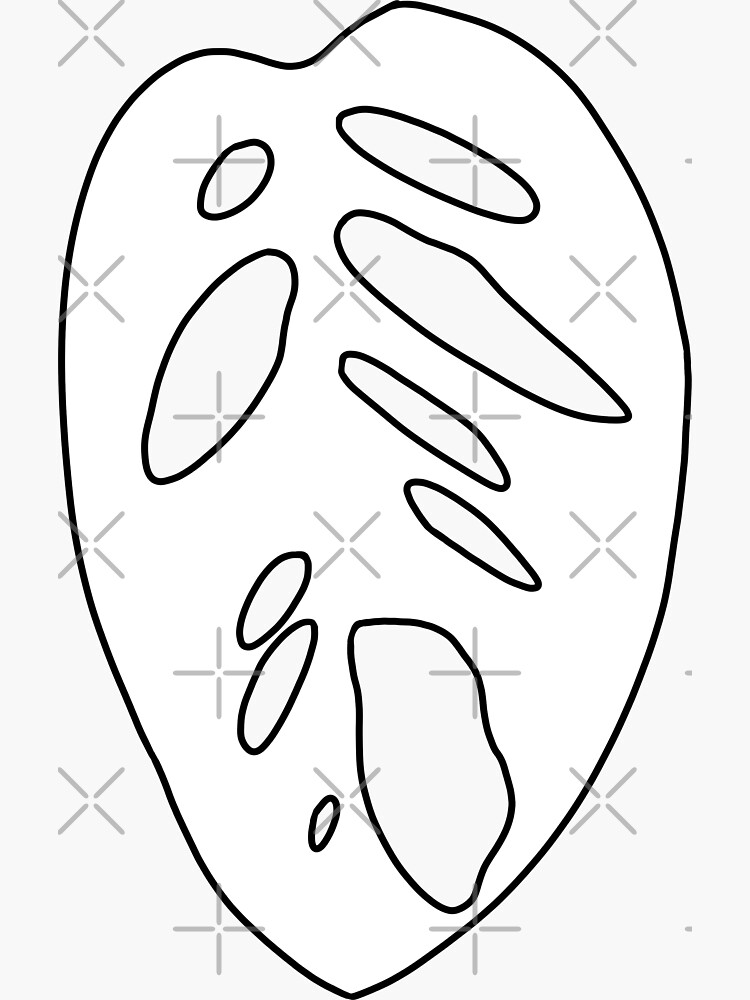 "Swiss Cheese Plant Leaf White Sticker" Sticker for Sale by ...