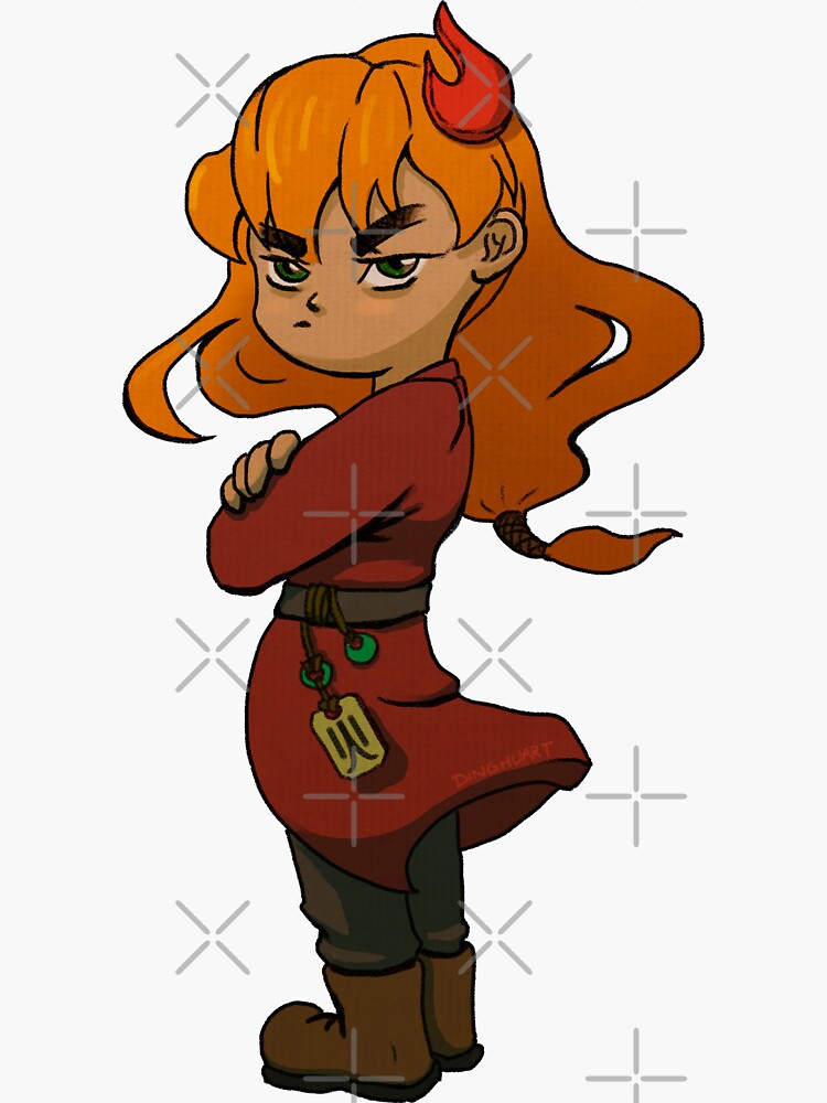 "Fire Girl" Sticker for Sale by DingHuArt | Redbubble