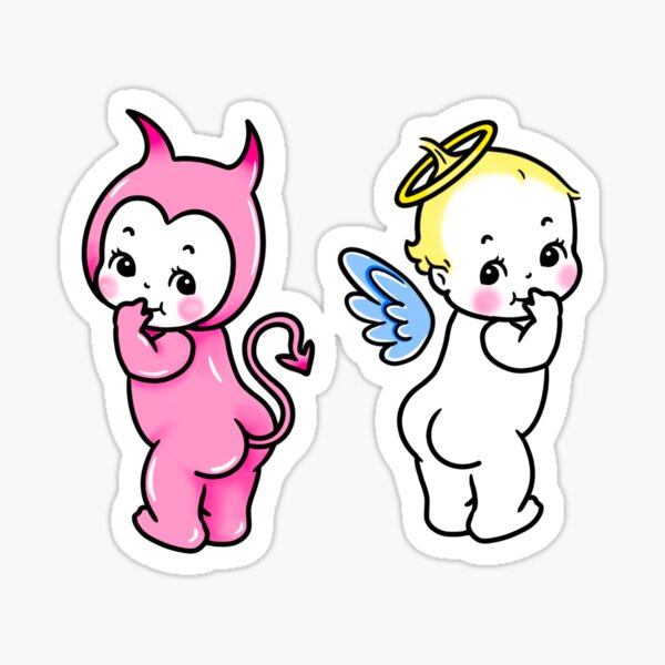 "Devil & Angel Baby" Sticker for Sale by RoyalPantiez | Redbubble