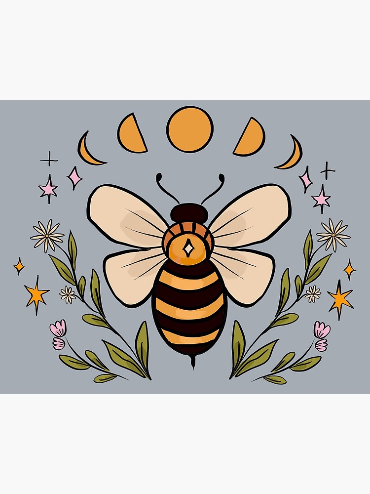 "Cute bee with moon phases and flowers" Poster for Sale by ...