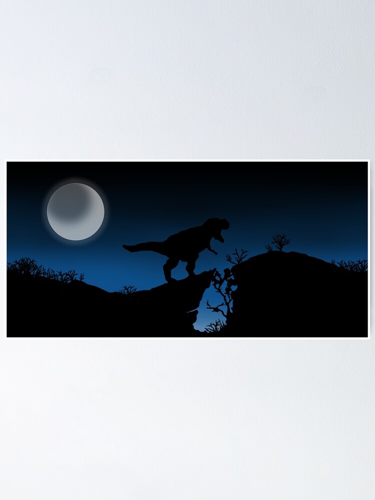 "Full moon T-Rex" Poster for Sale by CreepyKittyCat | Redbubble