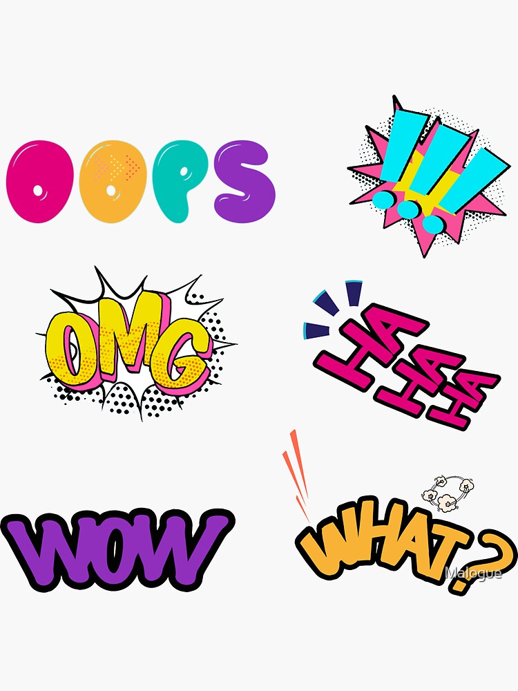 Pegatina «expresión de sorpresa, ups, texto colorido con expresión ...