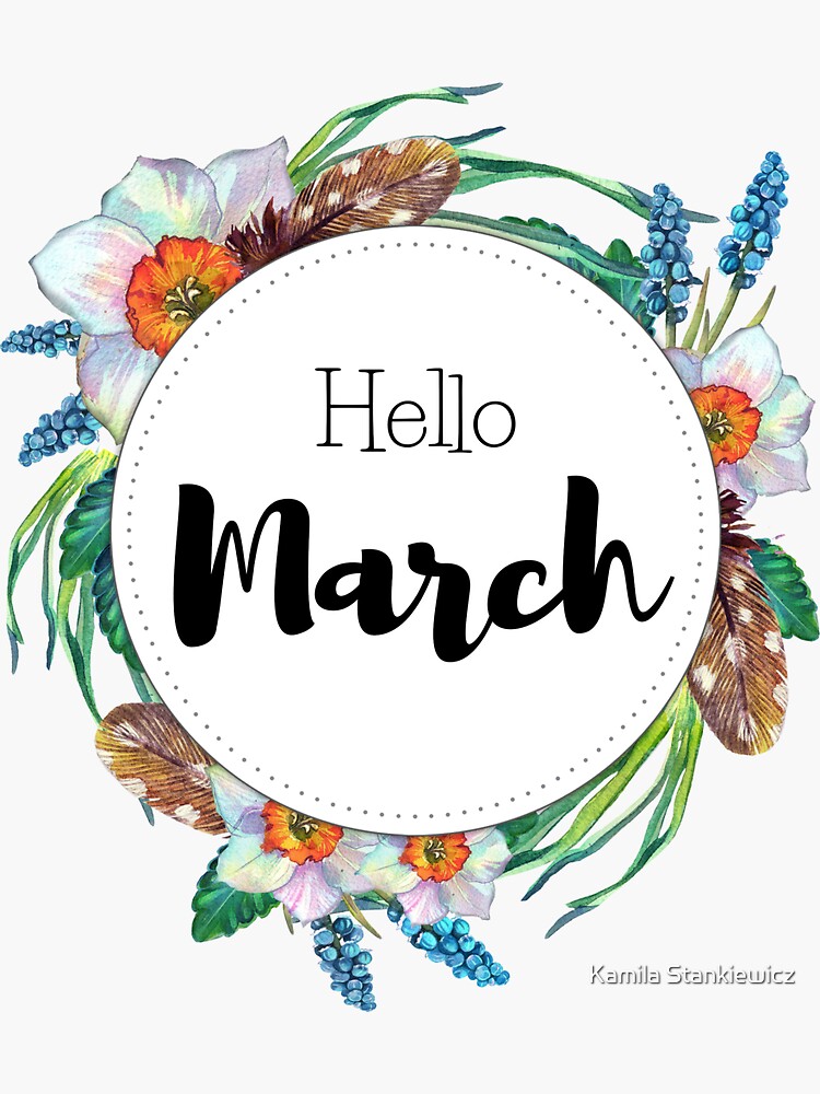 "Hello March - monthly cover for planners, bullet journals " Sticker ...