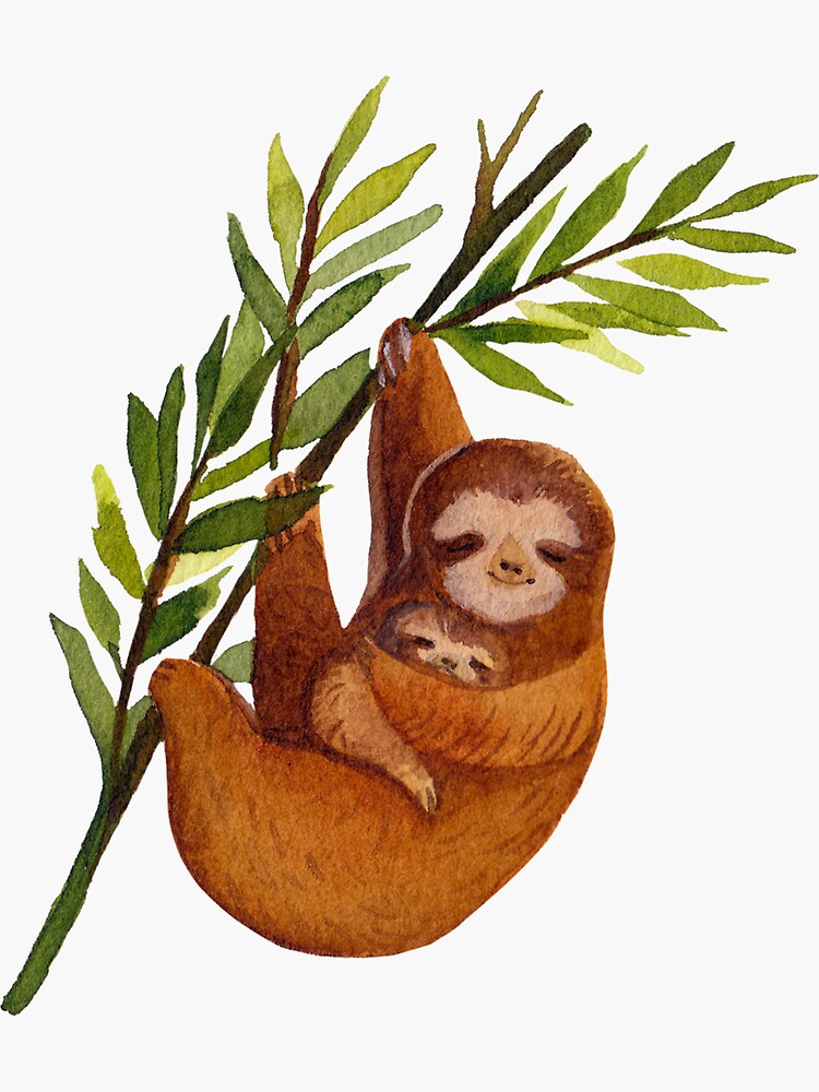 "Happy sloth family" Sticker for Sale by Scopestor | Redbubble