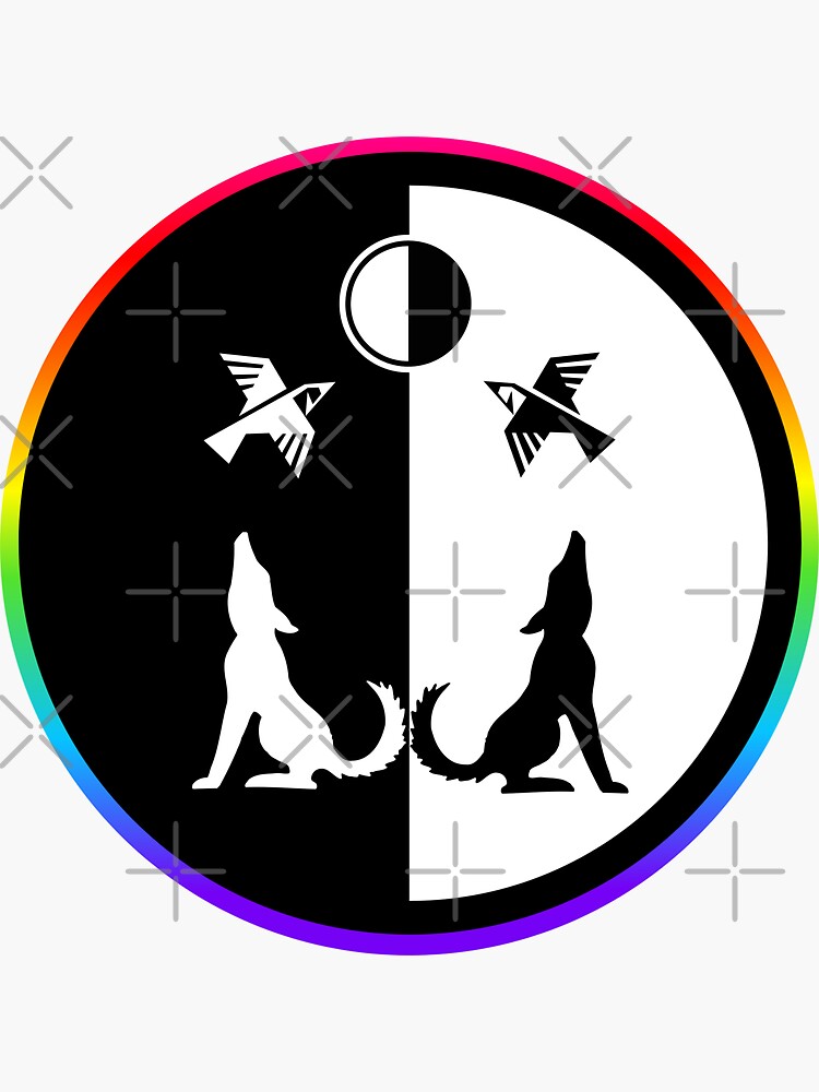 "Wolf duality" Sticker for Sale by DLKaleidoscope | Redbubble