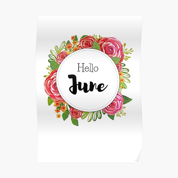 "Hello June - monthly cover for planners, bullet journals" Poster for ...