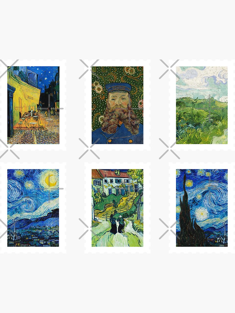 "vincent van gogh postal stamp sticker pack " Sticker for Sale by ...
