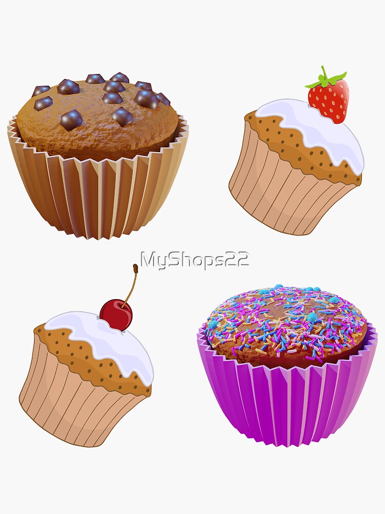 "Kitchen pastry Cupcakes Muffins stickers set" Sticker for Sale by ...