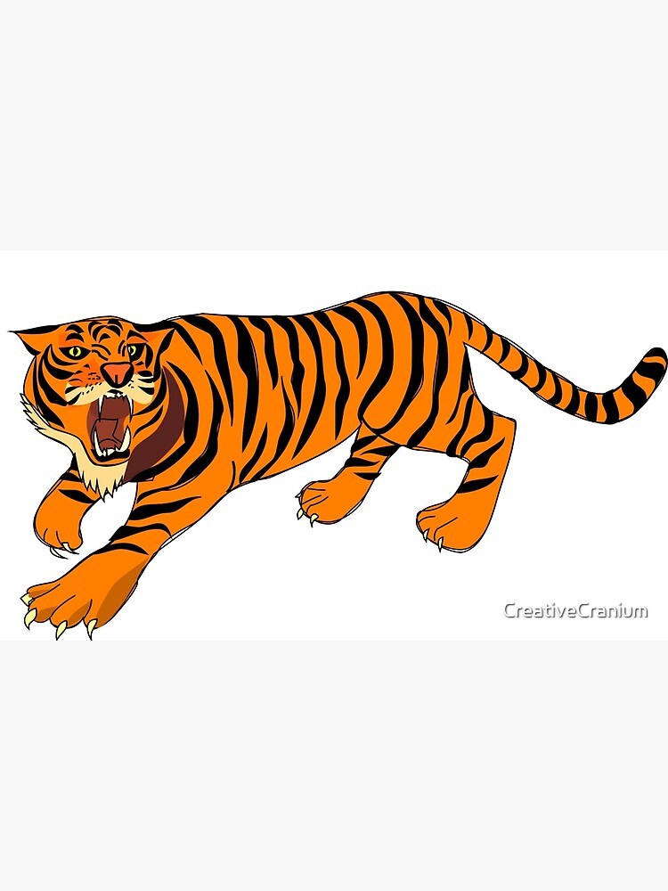 "Beautiful Graphic Drawing Of Bright Orange Roaring Tiger" Poster for ...