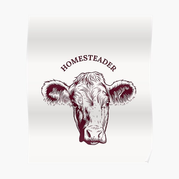 "Homesteader Cow" Poster for Sale by Green-Fund | Redbubble