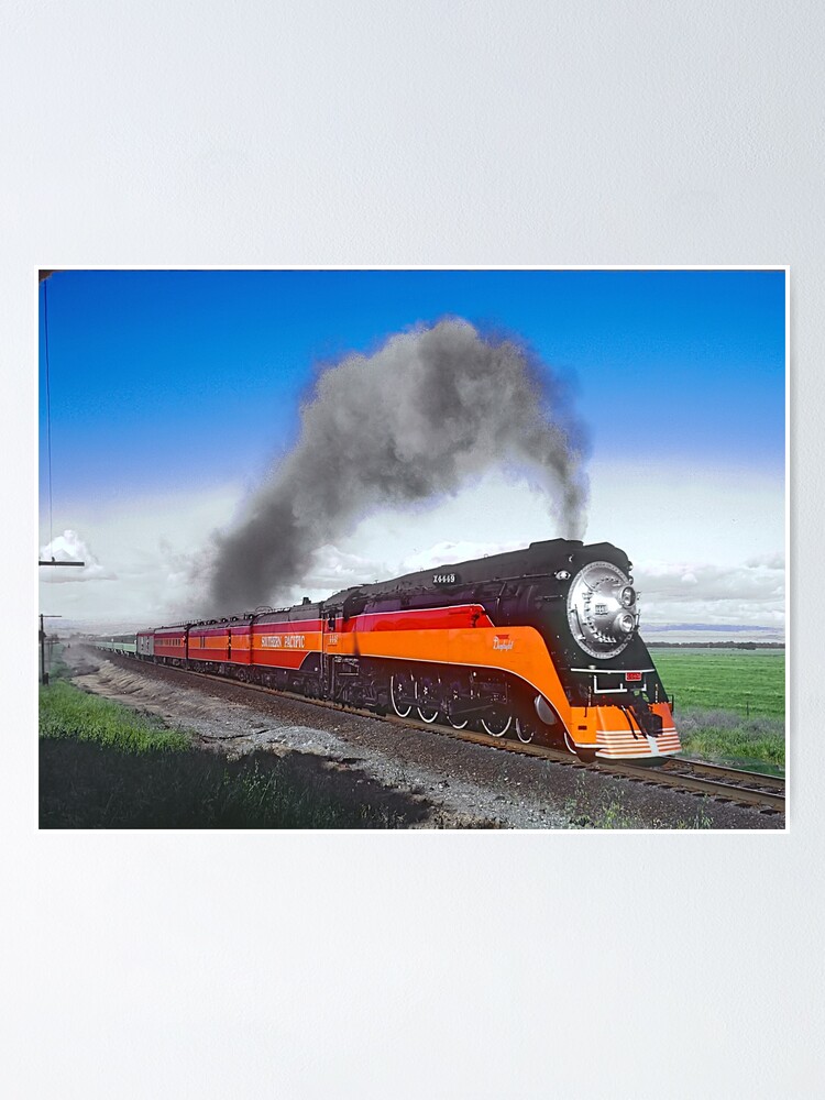 "SP Daylight Express Steam Locomotive Train Railroad Railway" Poster ...