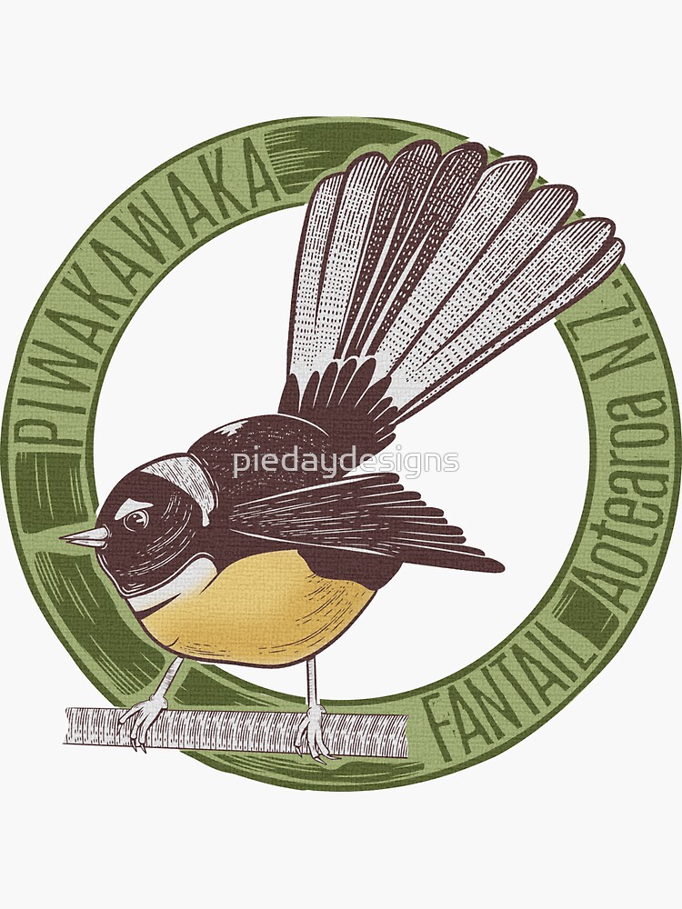 "Fantail New Zealand Bird" Sticker for Sale by piedaydesigns | Redbubble