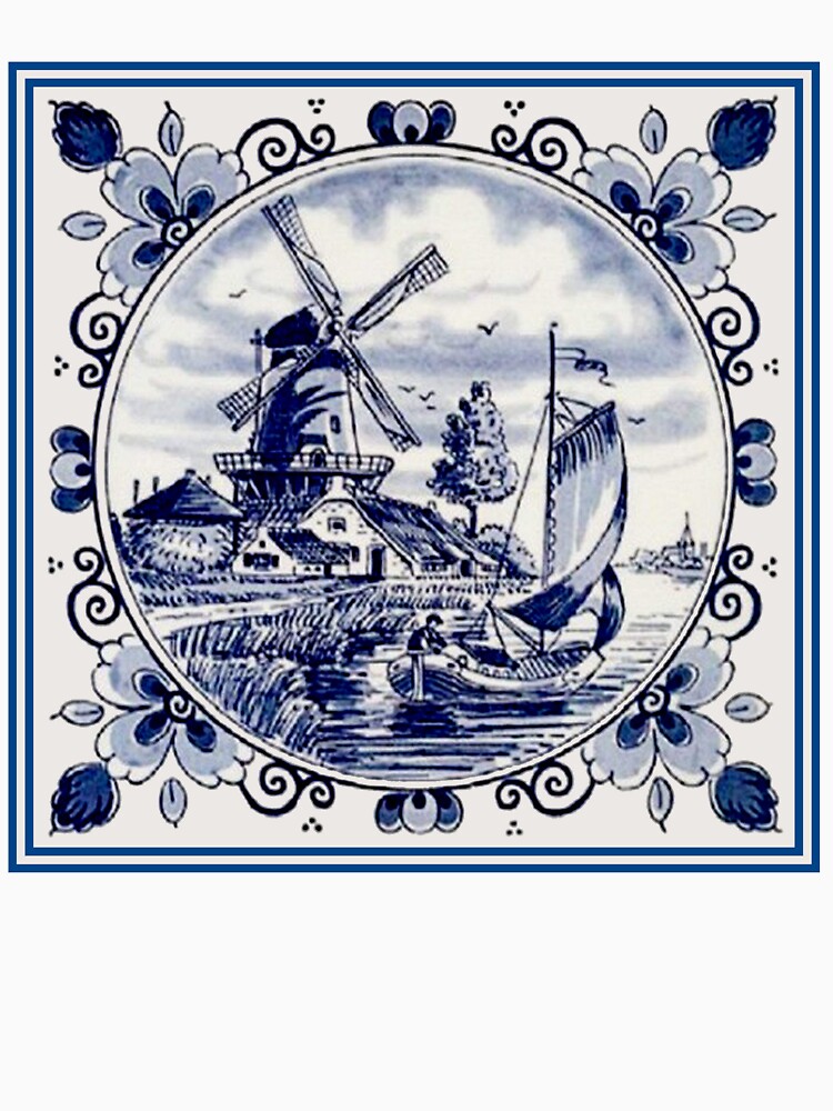 "DUTCH BLUE DELFT: Vintage Windmill Print" T-shirt by posterbobs ...