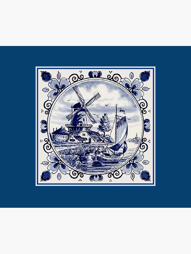 "DUTCH BLUE DELFT: Vintage Windmill Print" Shower Curtain for Sale by ...