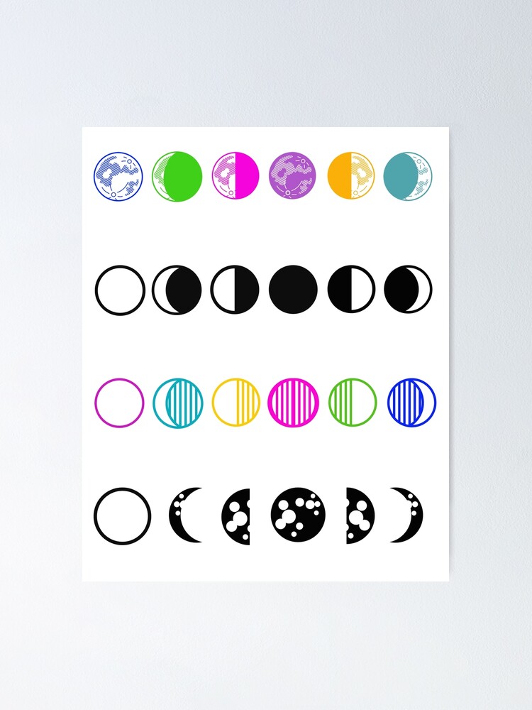 "Moon Phases Sticker Pack" Poster for Sale by KizmetBoutique | Redbubble