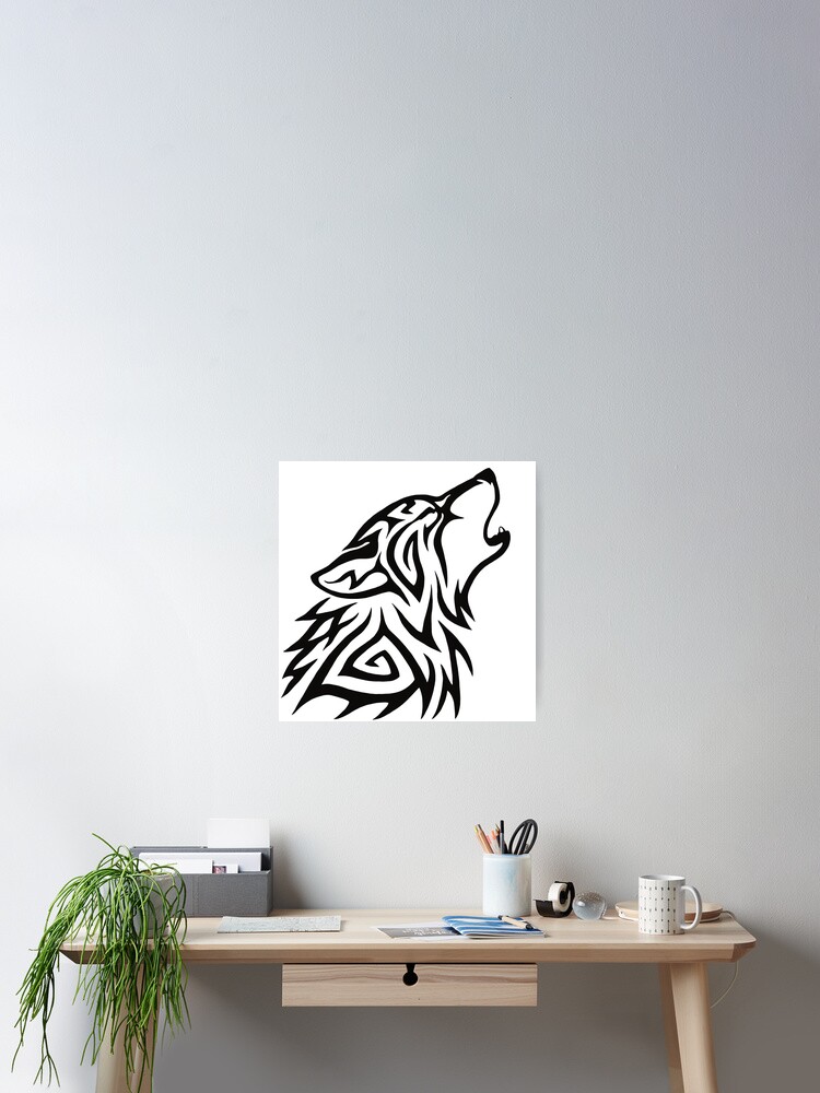 "Tribal Wolf Howl" Poster for Sale by Hareguizer | Redbubble