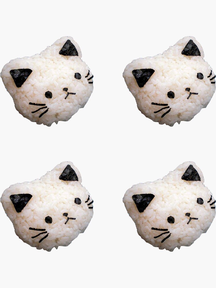 "Japanese Cute Cat Neko Rice Onigiri Seaweed Lunch Ball" Sticker for ...