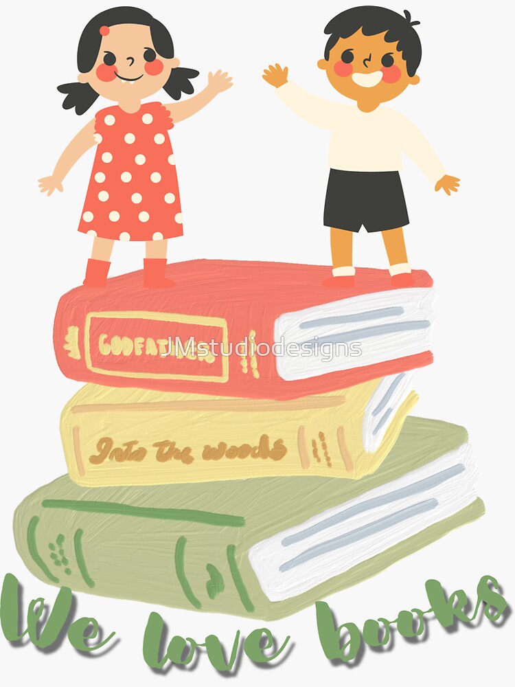 "We love books" Sticker for Sale by JMstudiodesigns | Redbubble