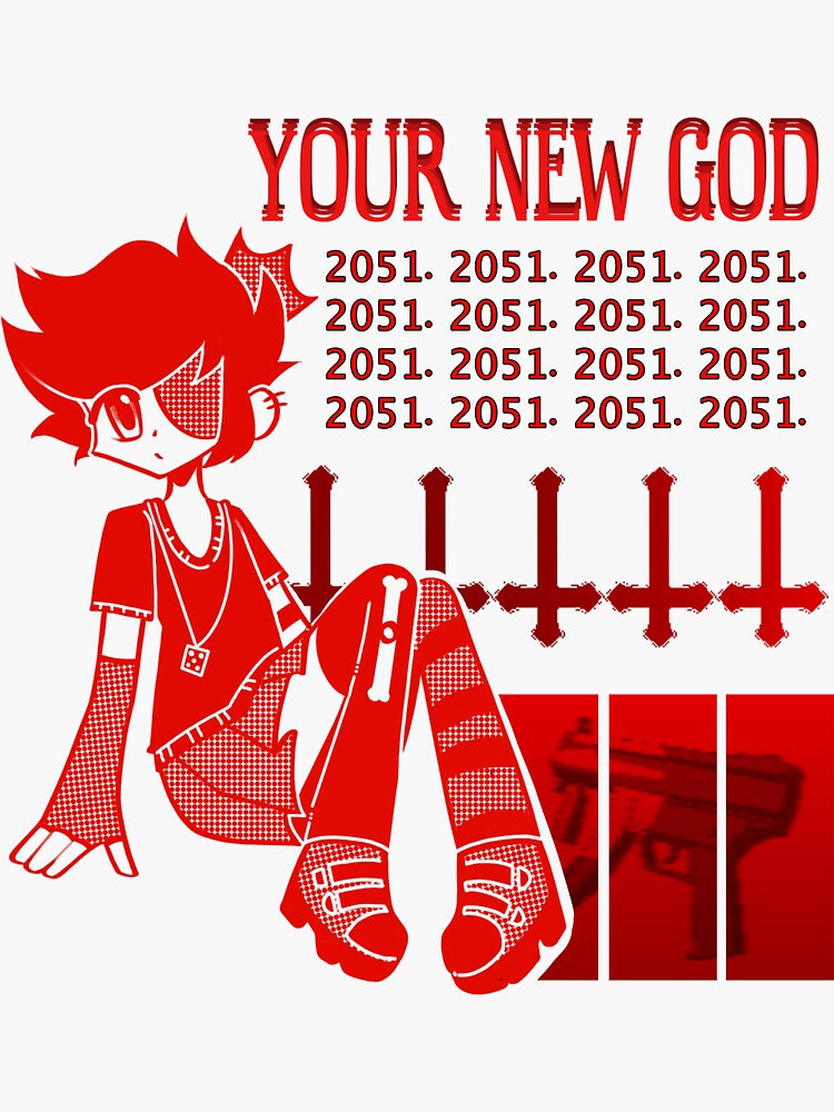 "YOUR NEW GOD." Sticker for Sale by 2051 | Redbubble