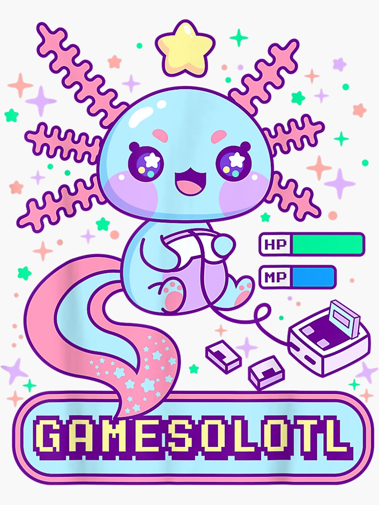 "Gamesolotl Gamer Axolotls Kawaii Cute Anime Pastel Goth" Sticker for ...