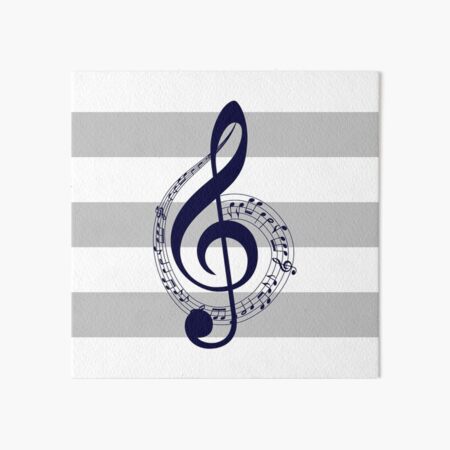 "Navy Blue Music Notes On Silver Gray And White Stripes" Art Board ...