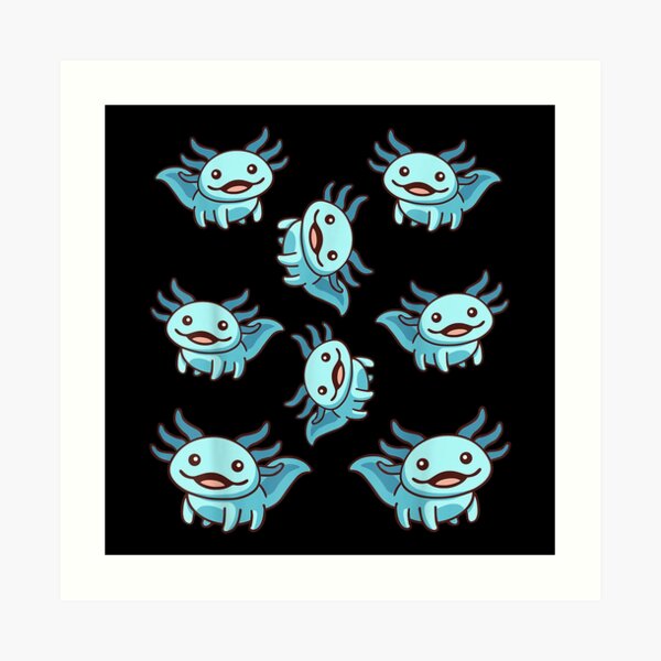 "Cute Axolotls T Kids Boys Salamander Blue Axolotls" Art Print for Sale ...