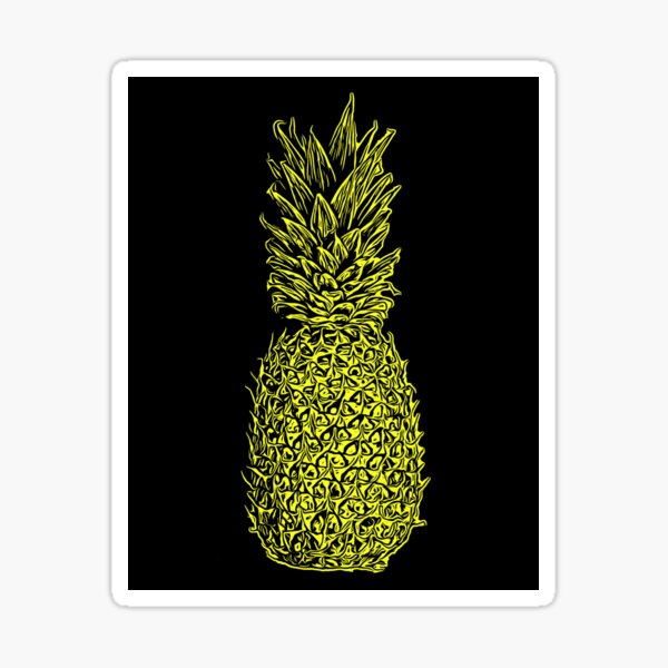 "Yellow Neon Pineapple on Black Background " Sticker for Sale by ...