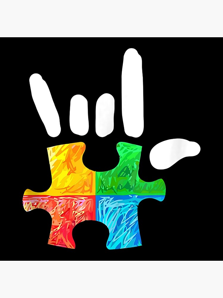 "Autism Awareness Hand Rock and Roll Puzzle Pieces Tank Top" Poster for ...