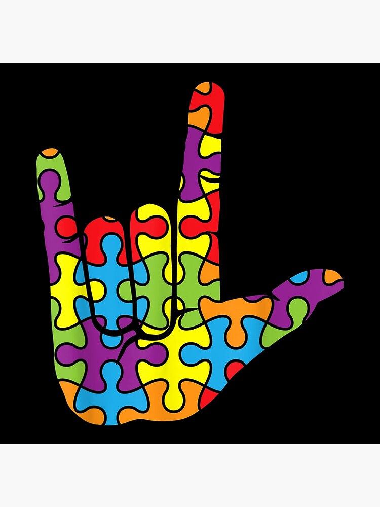 "ASL Love Sign Language - Autistic Puzzle Autism Awareness" Poster for ...